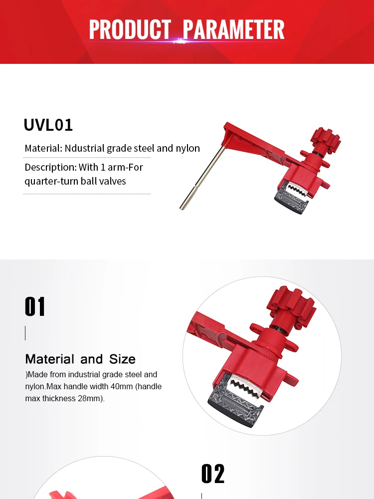 Universal Industrial Quarter Turn Gate Valve Handle Rod Safety Loto ...
