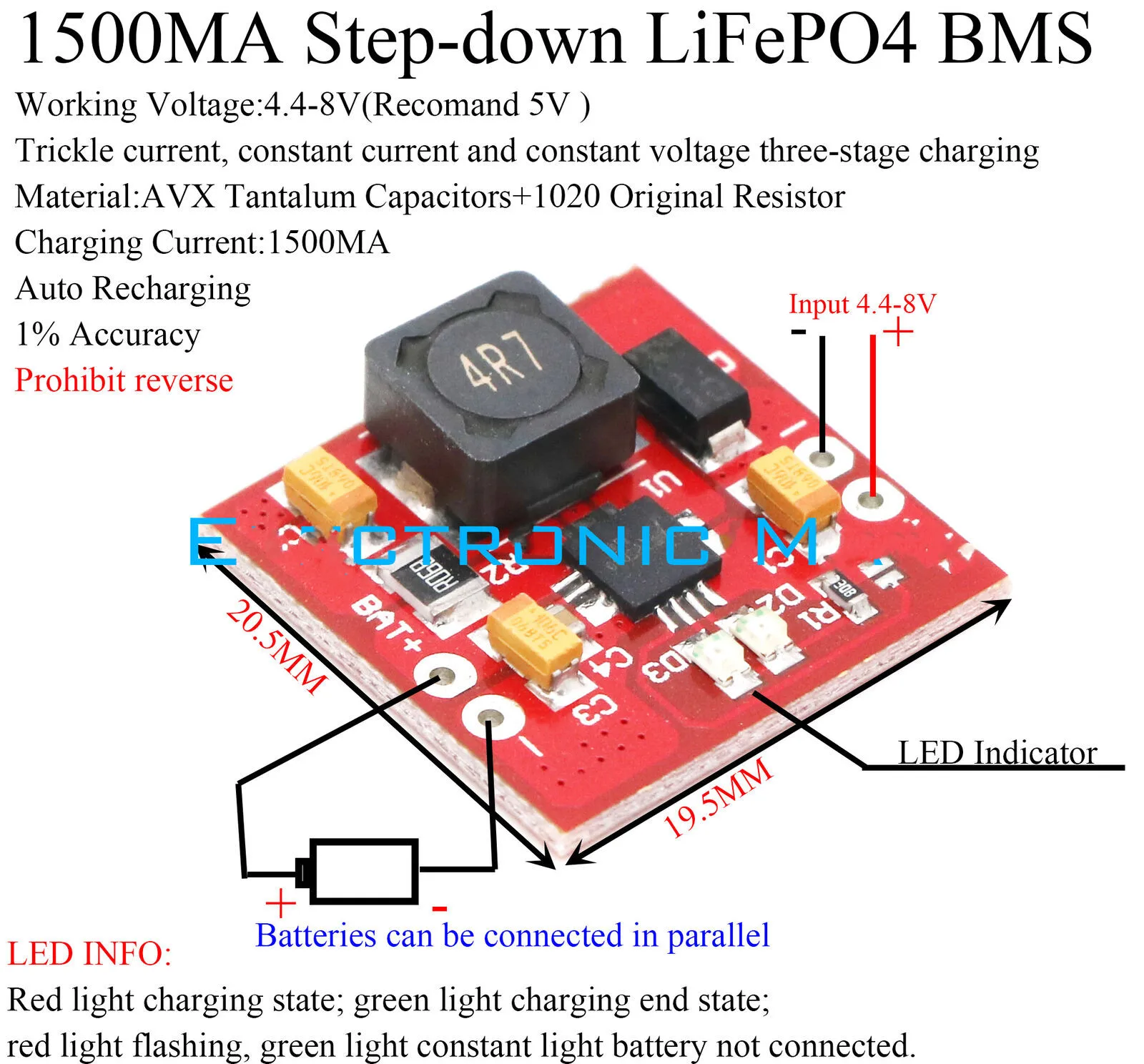 Solar Charge Management Tp5000 Step-down 3.2v-3.6v Lifepo4 Battery ...
