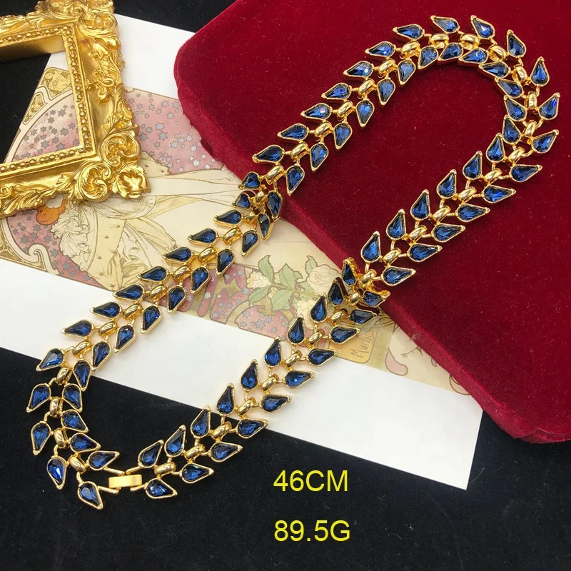 Medieval Series Collars Mysterious Sapphire Diamond Leaf Modeling ...