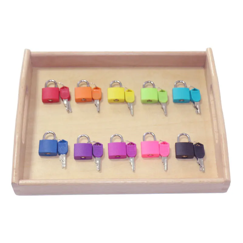 Montessori Kids Wooden Keys Locks Tray - Educational Toy