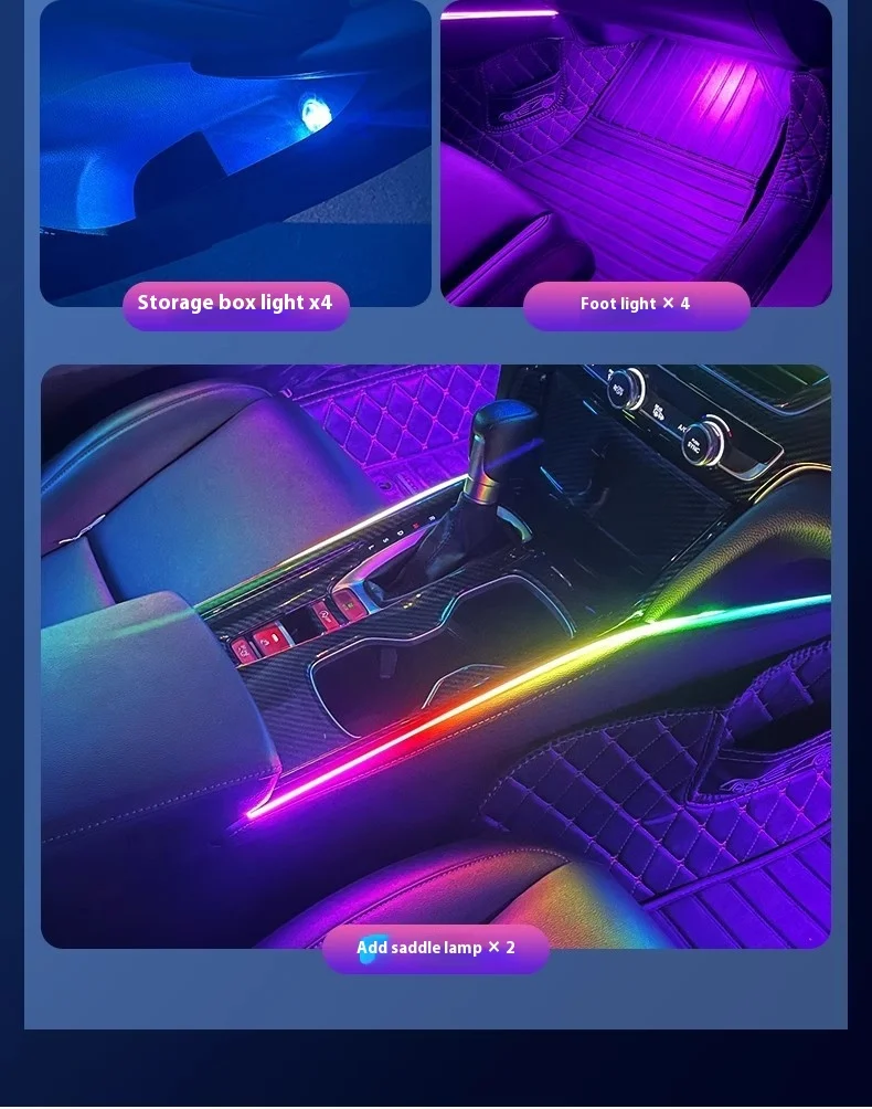 Universal 18-Light 12V 5W Auto Ambient Light Strip