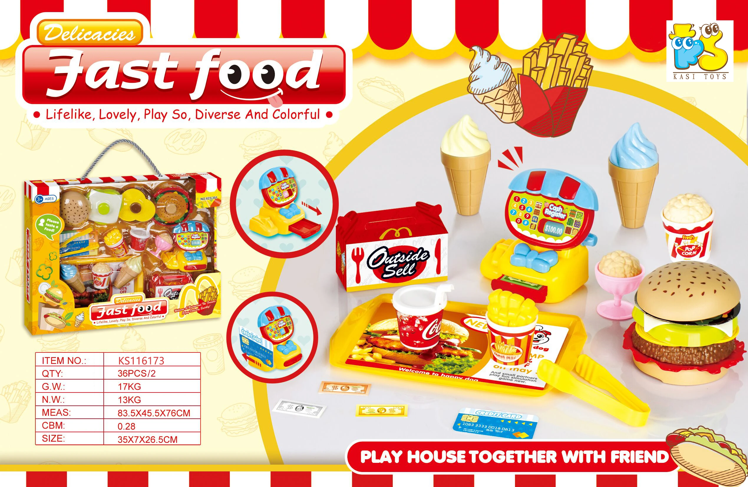 Kids Pretend Play Set - Mini Cute Fast Food Toy Role Play