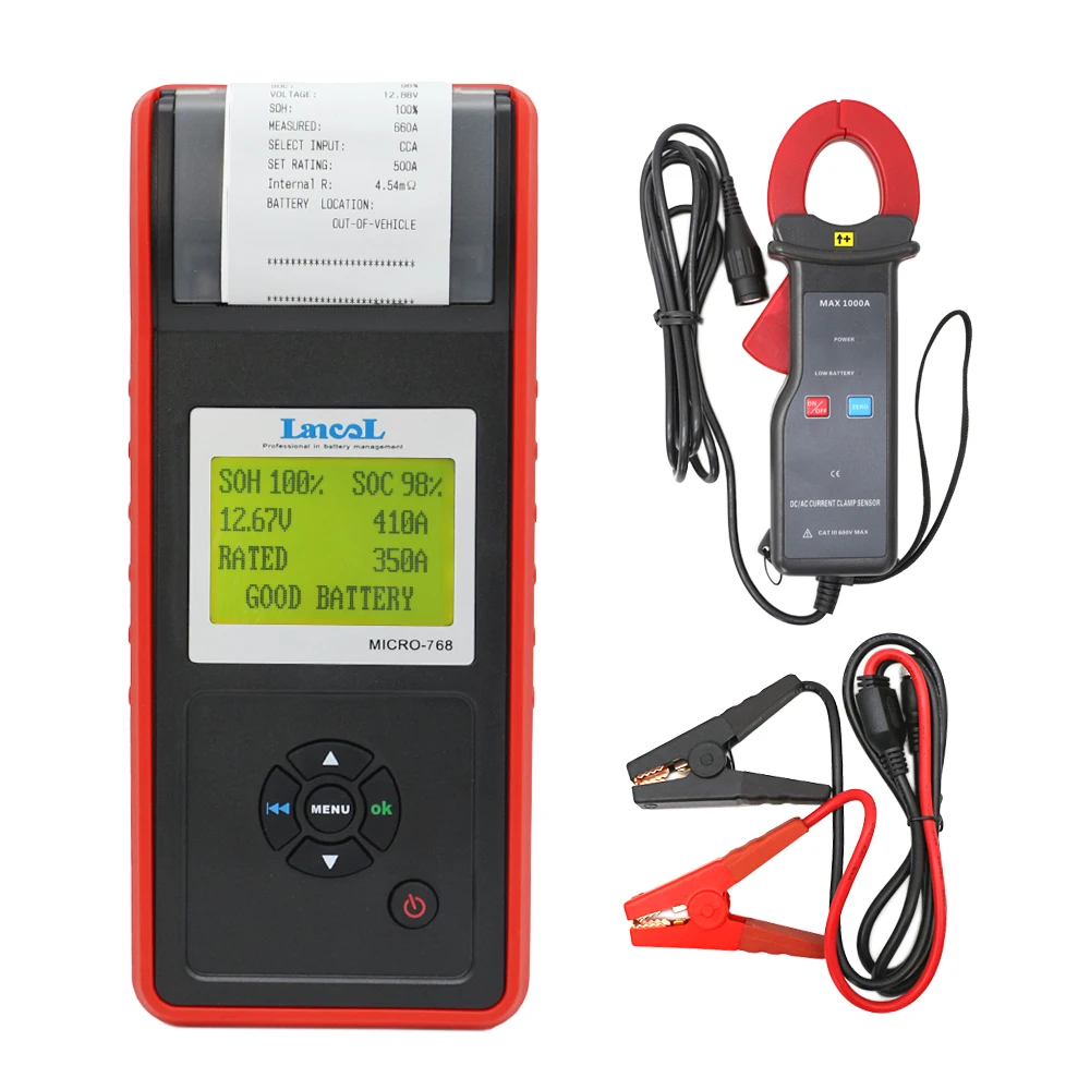 12v 24v Car Battery Tester Built-in Thermal Printer With Current Clamp ...
