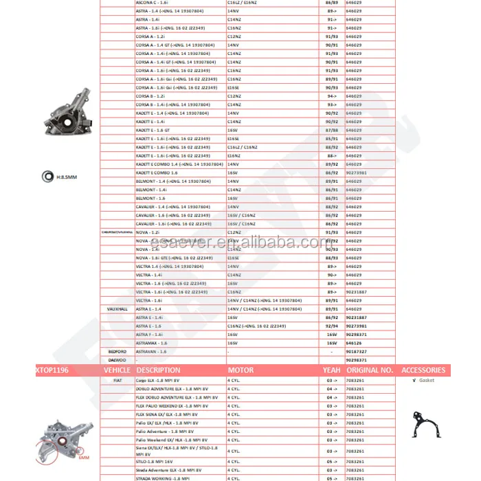 ESAEVER OIL PUMP 646001 646042 for Chevrolet Astra & Daewoo Nubira