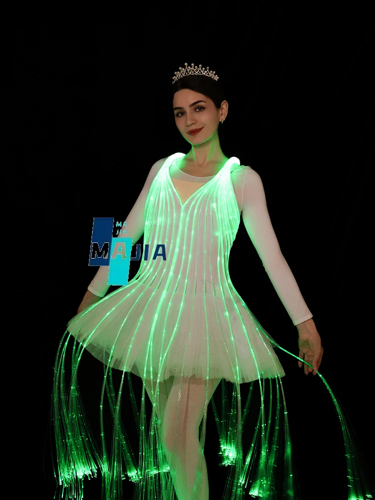 2025 New Colorful Fiber Optic Ballet tutu Costume Skirt Luminous Dress ...