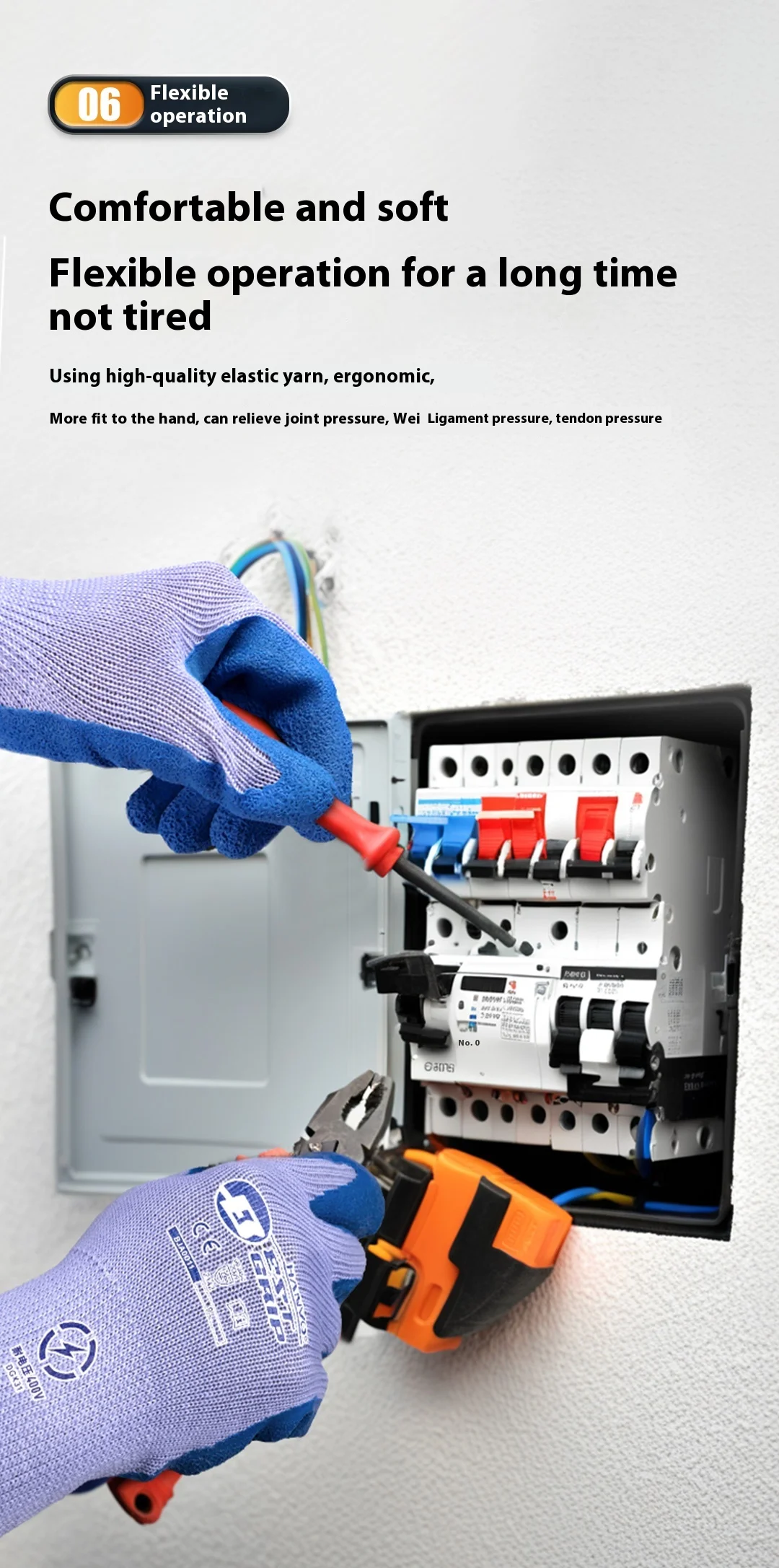 400V Insulated Low Voltage Electrician Gloves Anti-Electric Shock Wear ...