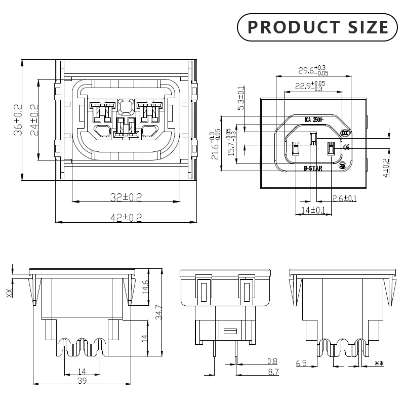 Pierce Type 15a 10a Iec 320 C13 Panel Mount Female Connector Locking ...