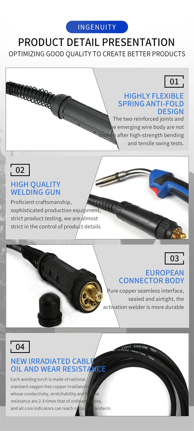 Binzel 24KD CO2 Gas-shied Welding Torch with EURO Connector Contact Tip ...