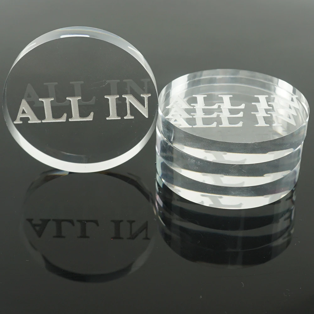 Transparent Round Dealer Button Pressing Acrylic All In Texas Hold'em ...
