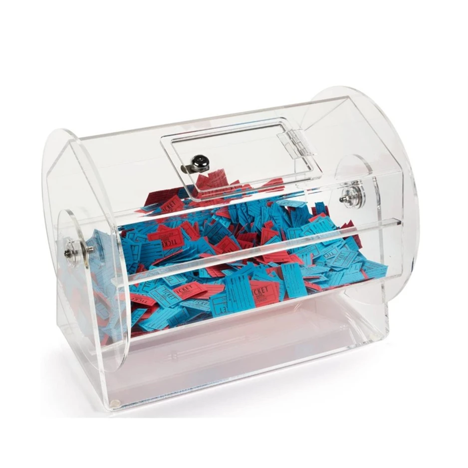 Acrylic Ticket Drum - Elegant Raffle Box with Locking Door