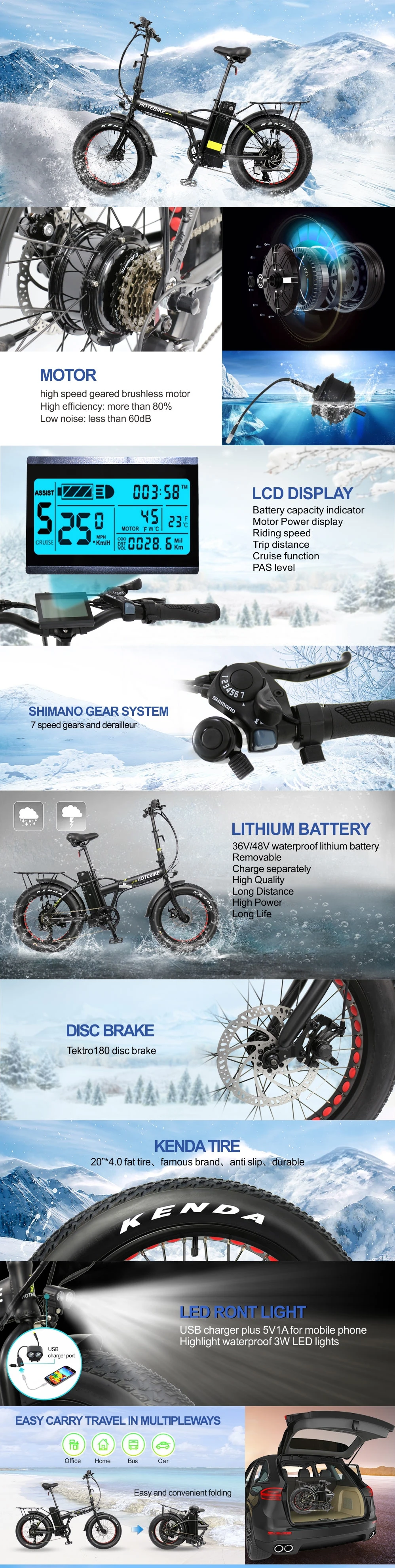 Cheap Ebike Folding Mountain Electric Bike Made In China Fat Bike 36v 250w 350w - Buy Cheap ...