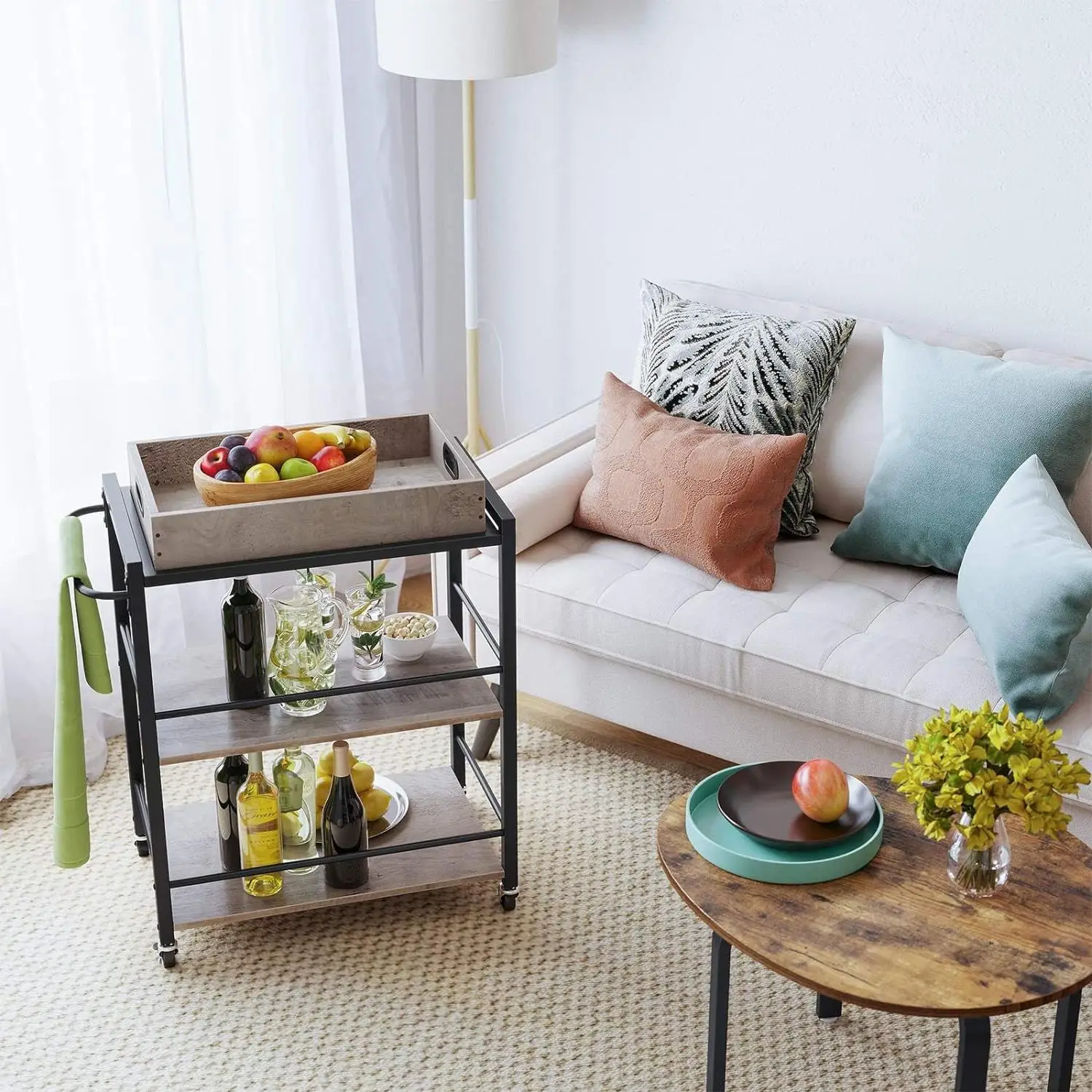 Modern Bar Cart 3 Tier Mobile Mini Bar Serving Cart And Coffee Station ...