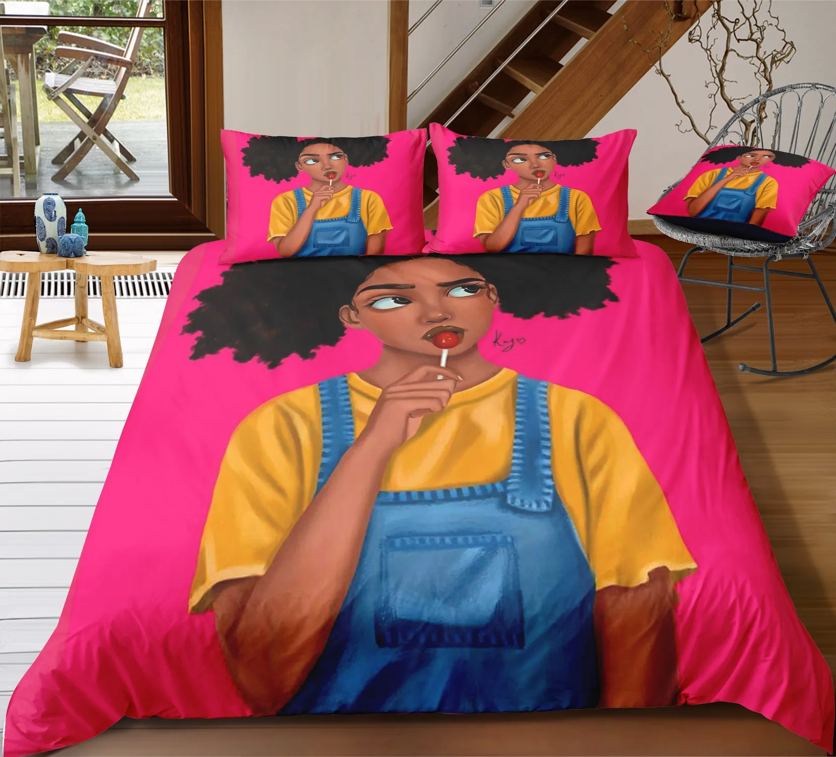 African Design Black Girl 3d Printed Embroid Nature Microfiber Fabric african-design-black-girl-3d-printed-embroid-nature-microfiber-fabric