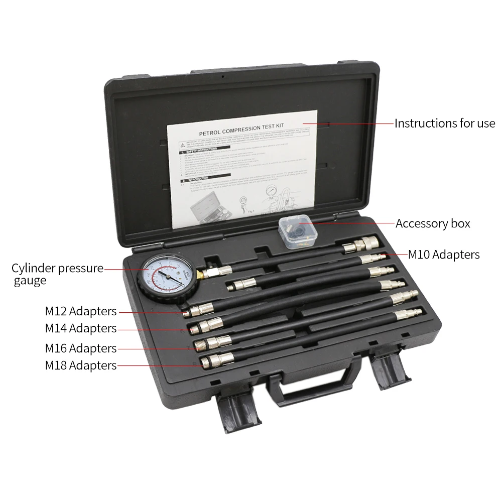 Cylinder Pressure Tester - Diesel Engine Compression Kit