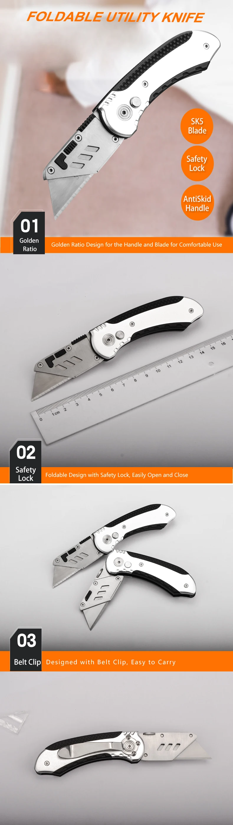 SK5 Blade Aluminum Handle Utility Knife - Versatile & Durable