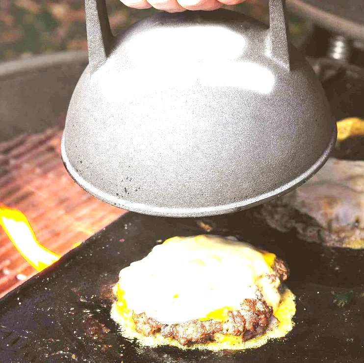 Cast Iron Burger Melt Dome Cover - Heat Bell BBQ Grill Accessory