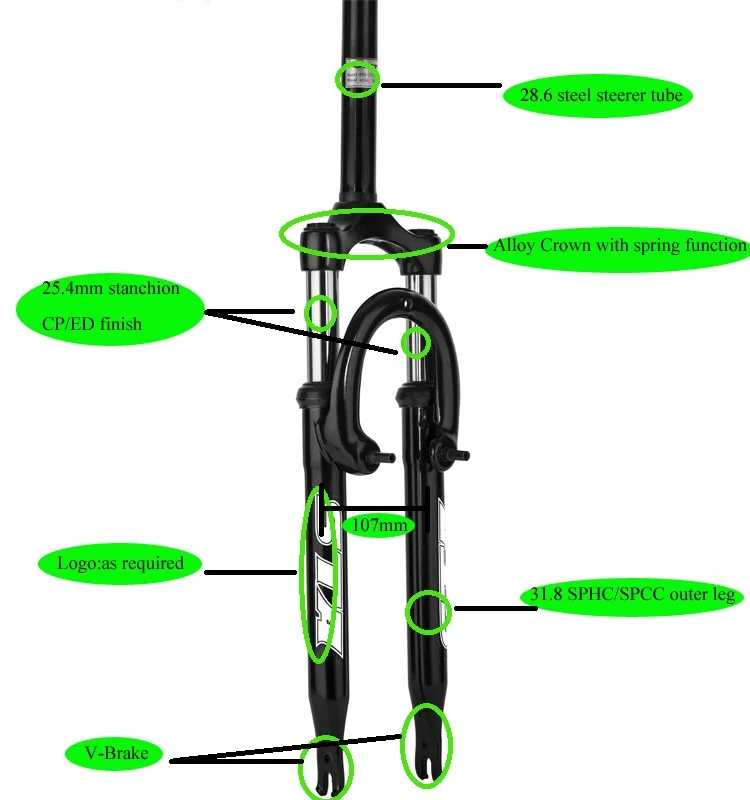 26" 700c Mountain Bike Fork 125w Coil Spring Bicycle Suspension Fork ...