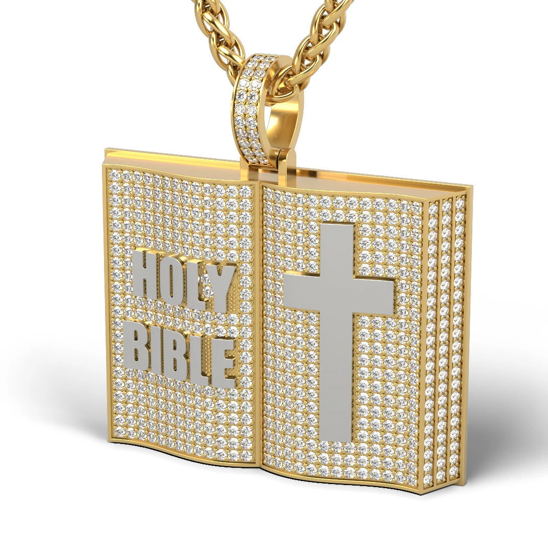 Fashion Women's Accessories Religion Pendants Openable Holy Bible Book ...