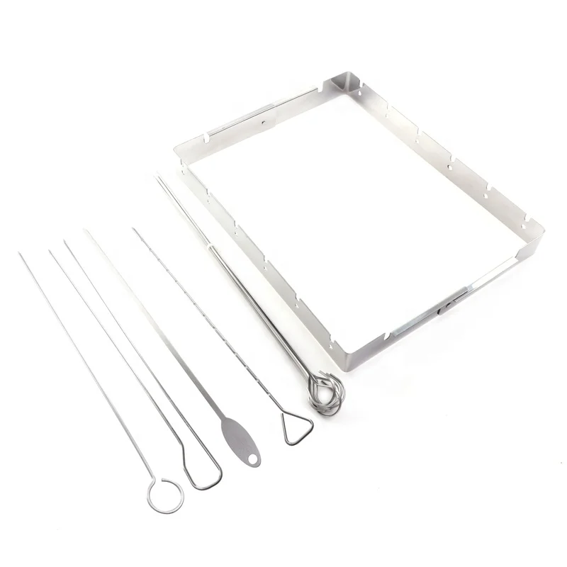 Foldable Stainless Steel BBQ Grill Rack Skewer Stand Kabob Set/Kebab ...