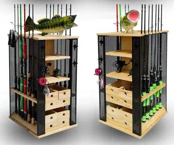 Shop Our Hot Sale Retail Store Wood Metal Fishing Rod Display Shelf Rack