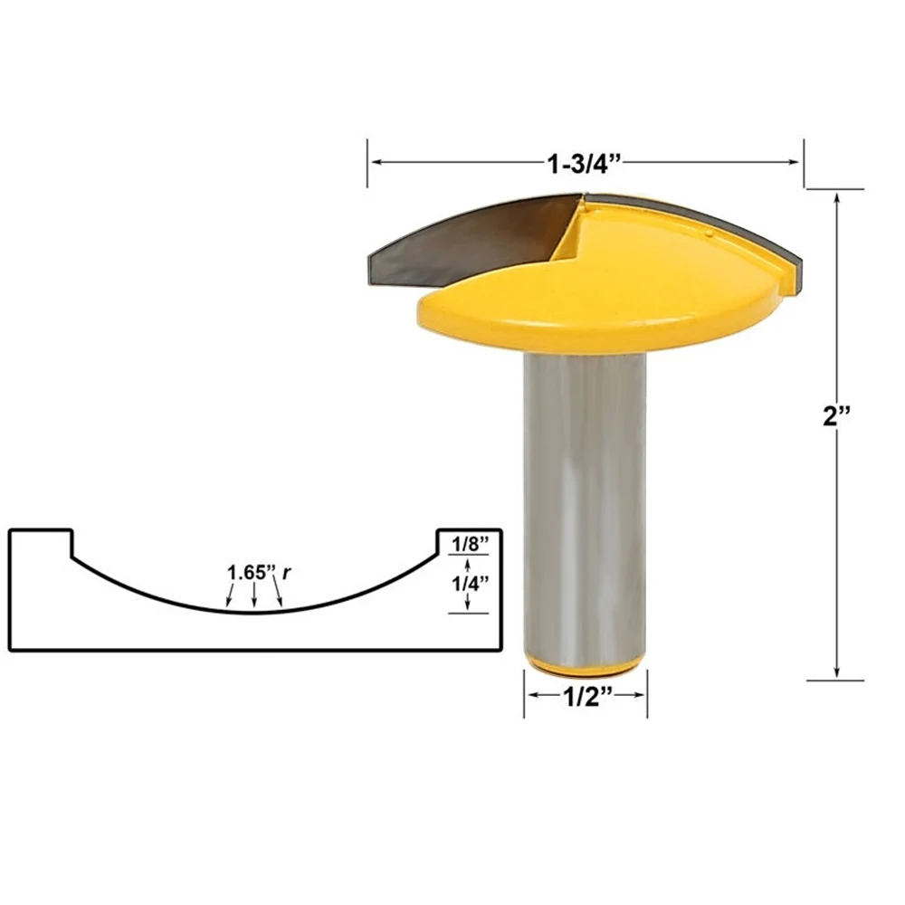 1-3/4-inch Radius Horizontal Crown Router Bit Woodwork Milling Cutter ...