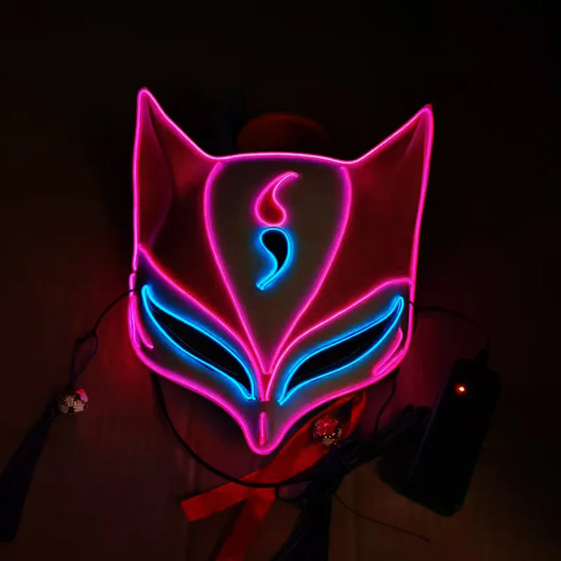 Anime Japanese Kitsune Mask Multicolour LED Fox Plastic
