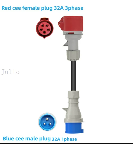32a 16a 3phase 22kw 11kw Schuko Plug To Cee Red Power Female Plug ...