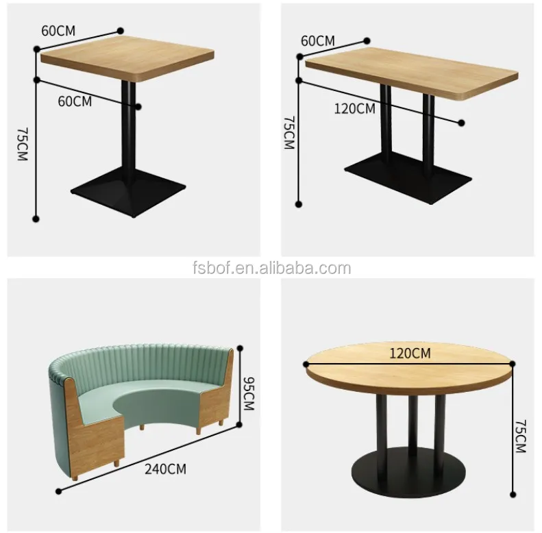 Customize Wooden Restaurant Booth Seating with Tables