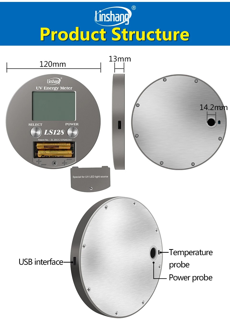 LED Power Meter - LS128 UV Energy Meter Power Puck Integrator