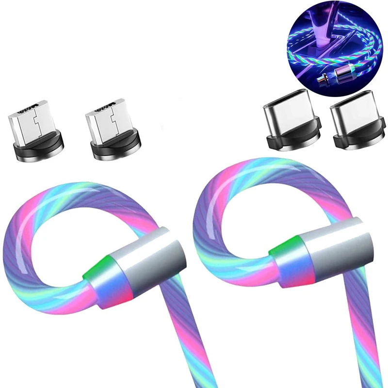 Wholesale Mobile Charging Tpe Nylon 3 In 1 Magnetic Glowing Led Type C ...