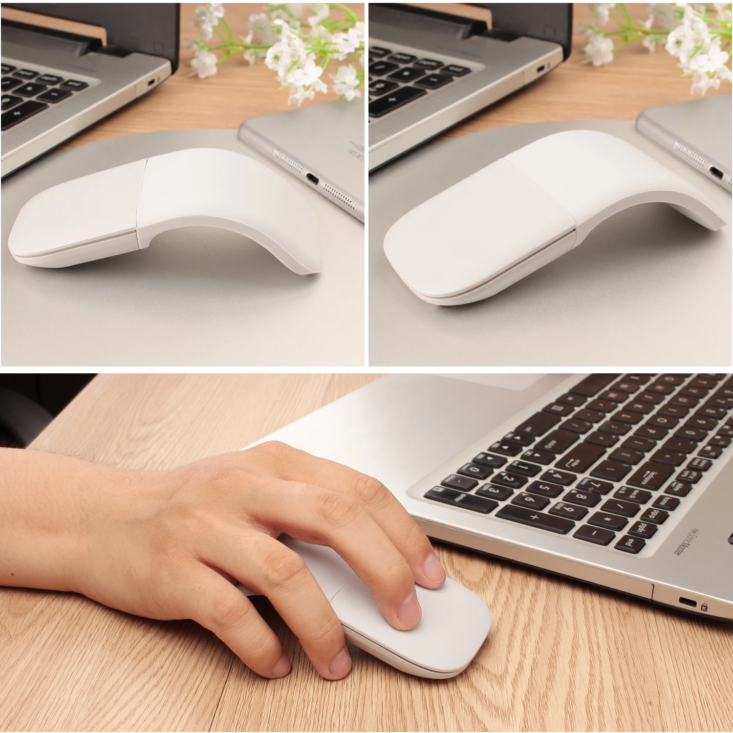 Foldable Mouse Arc Mouse Folding BT Touch Mice Wireless Mouse Foldable ...