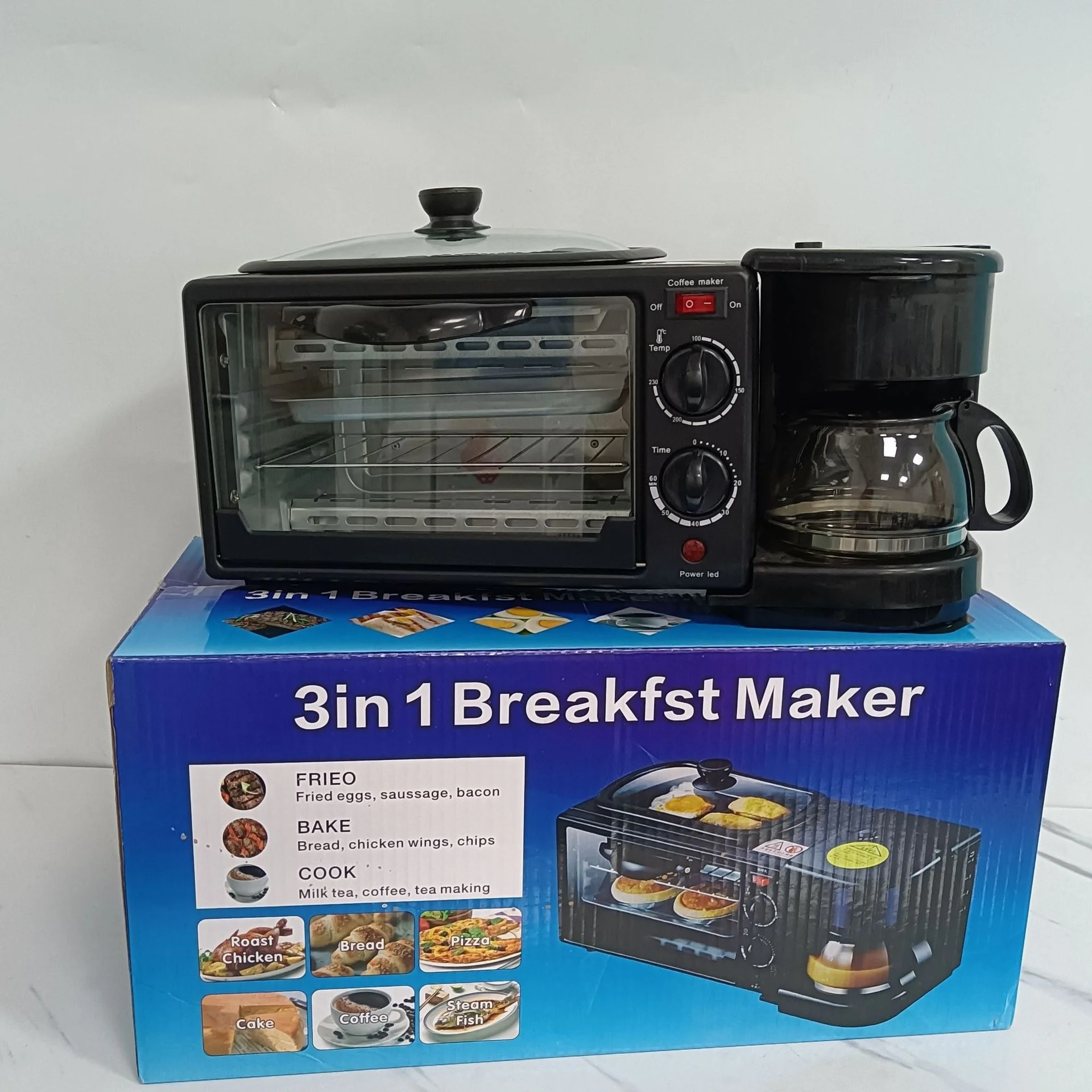 3-in-1 Breakfast Maker Machine Multifunctional Electric Toaster Oven ...