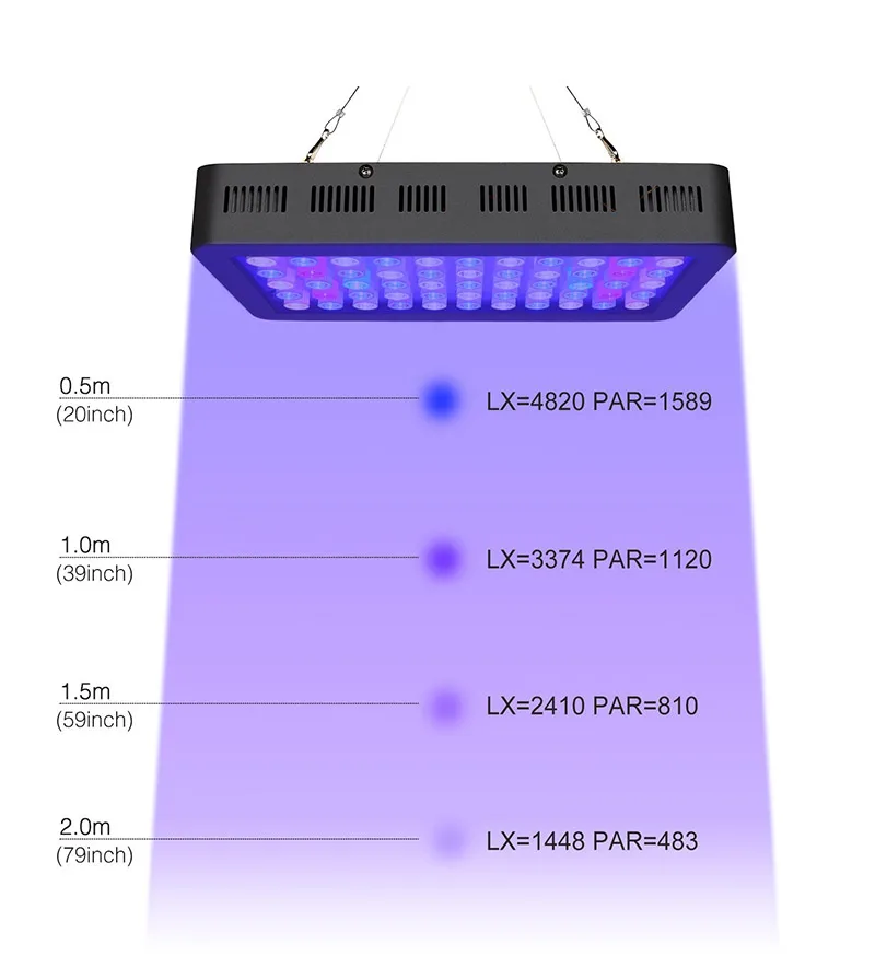 165W Dimmable Full Spectrum Aquarium LED Light for Reef Bloom