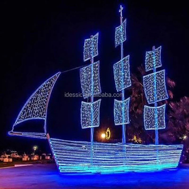 Outdoor Large 3d Led Illuminated Lighted Giant Sailing Boat For ...