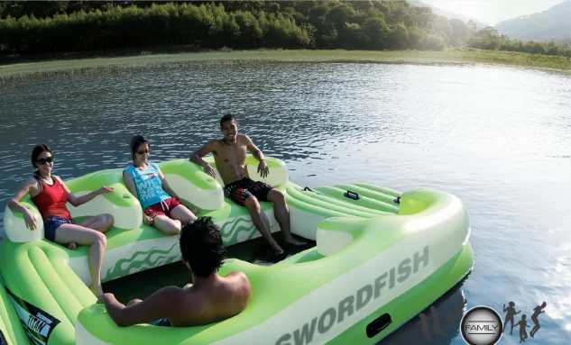 Inflatable Party Island - Lake Float Boat for 5-10 Guests