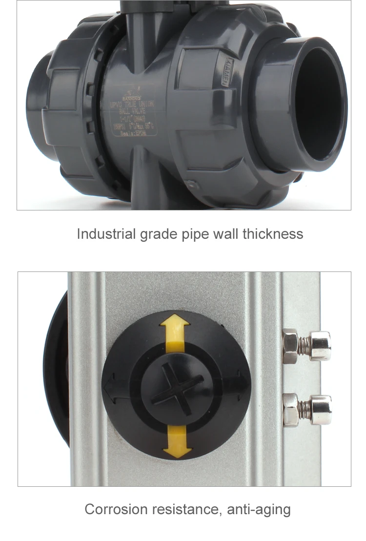 Sanking 20-110mm Pvc Pneumatic Actuated True Union Ball Valve Double ...