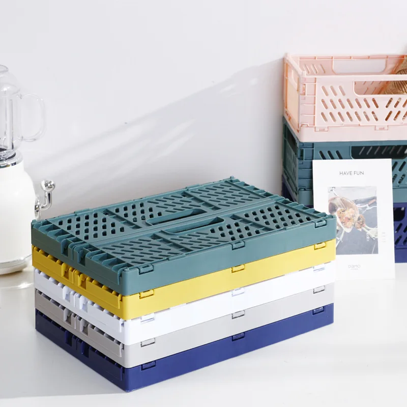 Folding Basket Crates Mesh Plastic Storage Box for Organizing Clutter ...