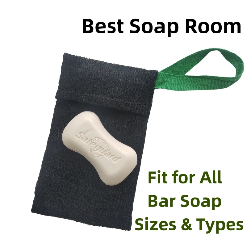 Exfoliating Bar Soap Saver Pouch Bag Body Scrubber Rough Sponge ...