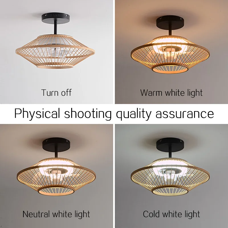 Bedroom Bamboo Art Style Ceiling Fan Light Led Ceiling Fan Light With ...