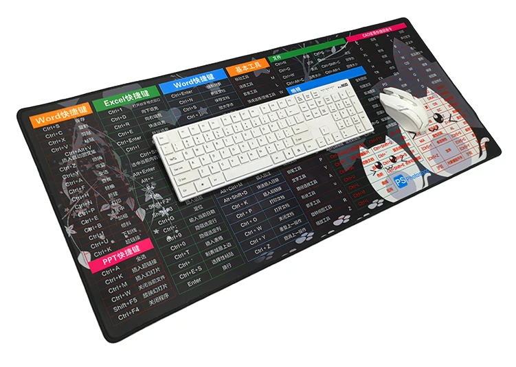 Heat Transfer Shortcut Key Rubber Mouse Pad Large Keyboard Mat Gaming ...