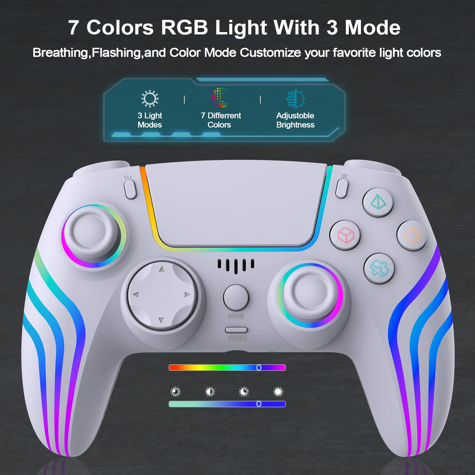 P5 Wireless Game Controller with RGB Light & Vibration - Six-Axis ...