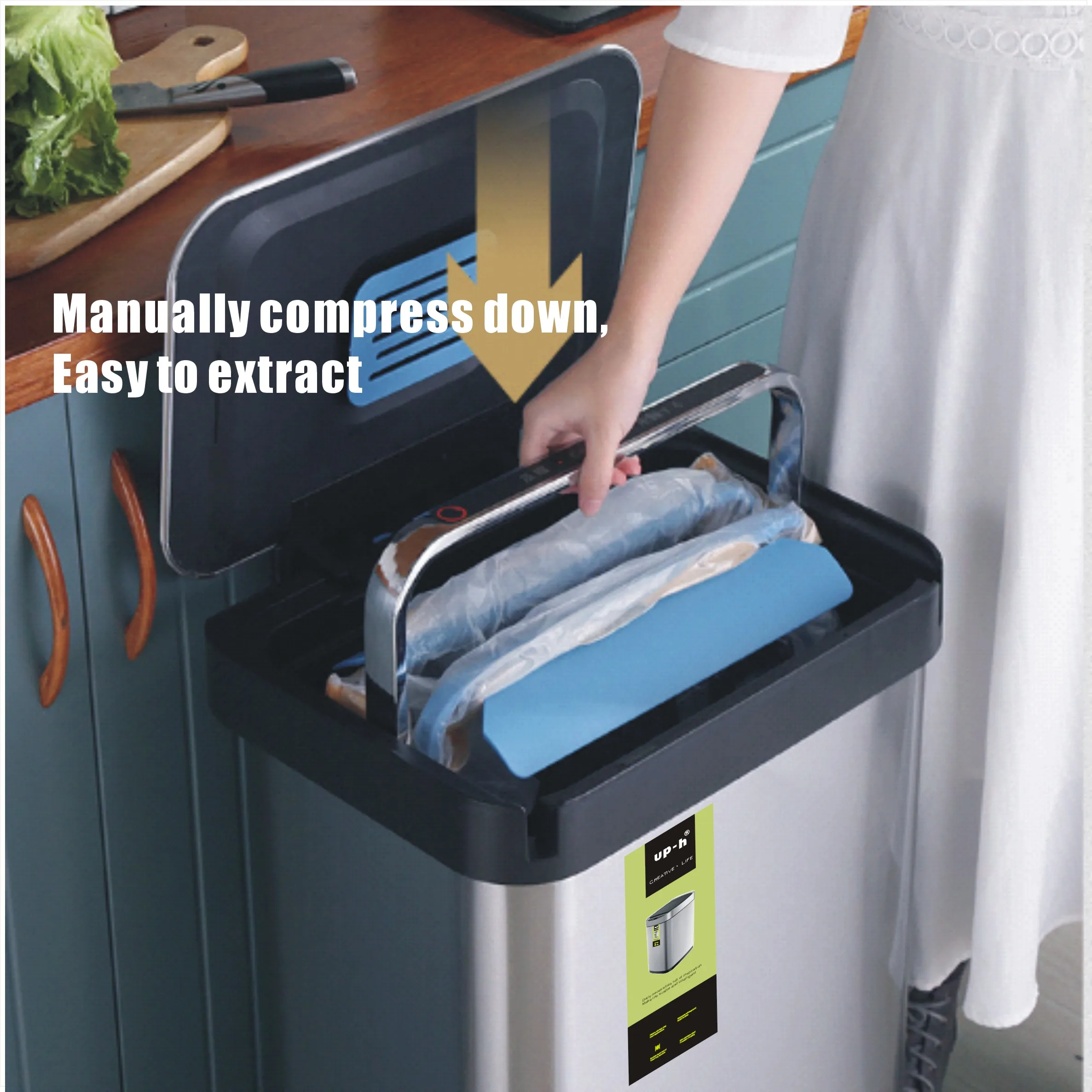 Compactador De Basura De Cocina,Cubo De Basura De Acero Inoxidable,10,5 ...