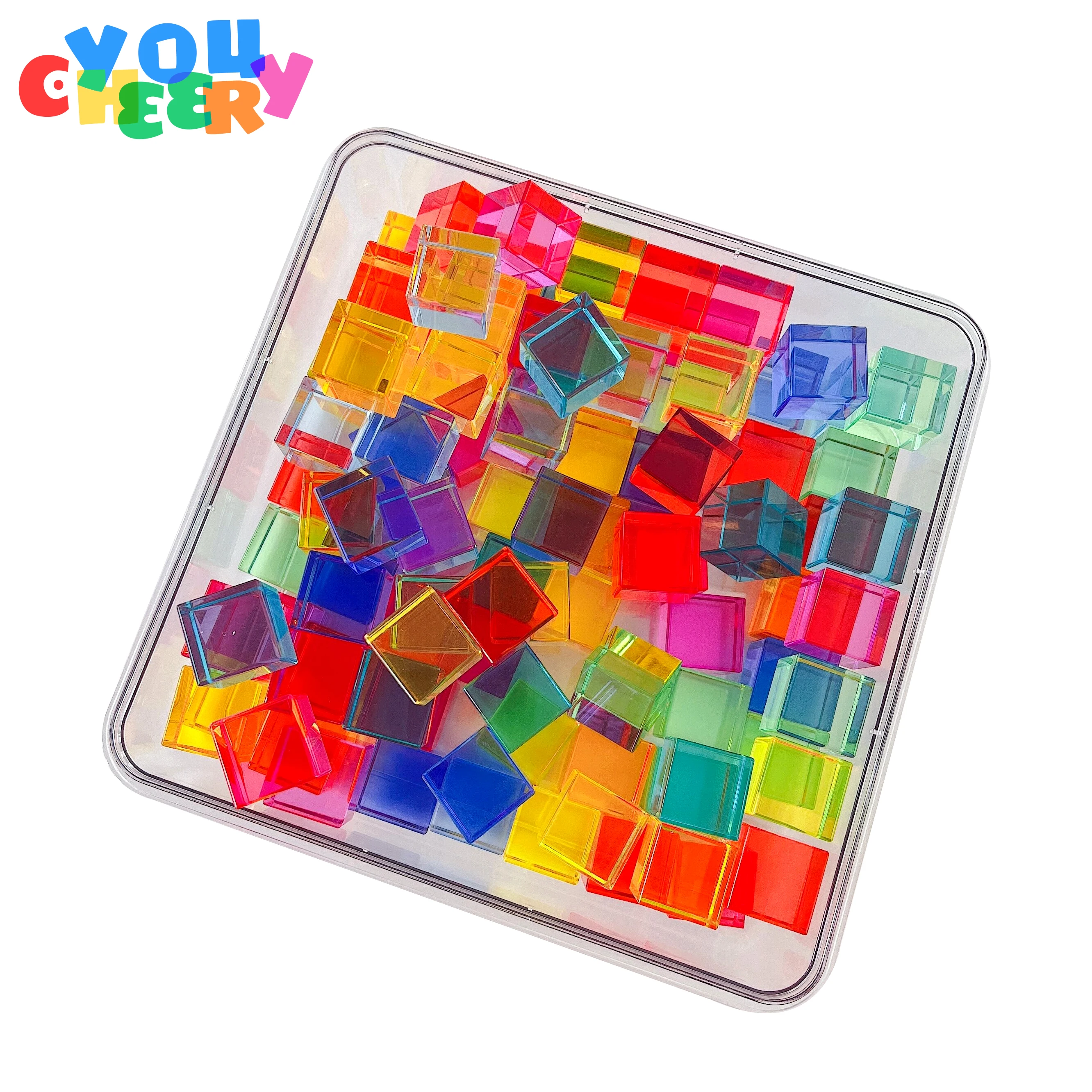 2.5 Cm Acrylic Rainbow Building Blocks,Transparent Cube Light And ...