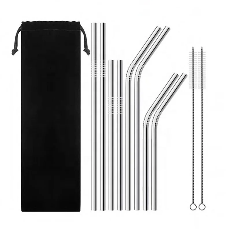 Customized Logo Colored Rose Gold Metal Straw 8 Reusable Telescopic ...