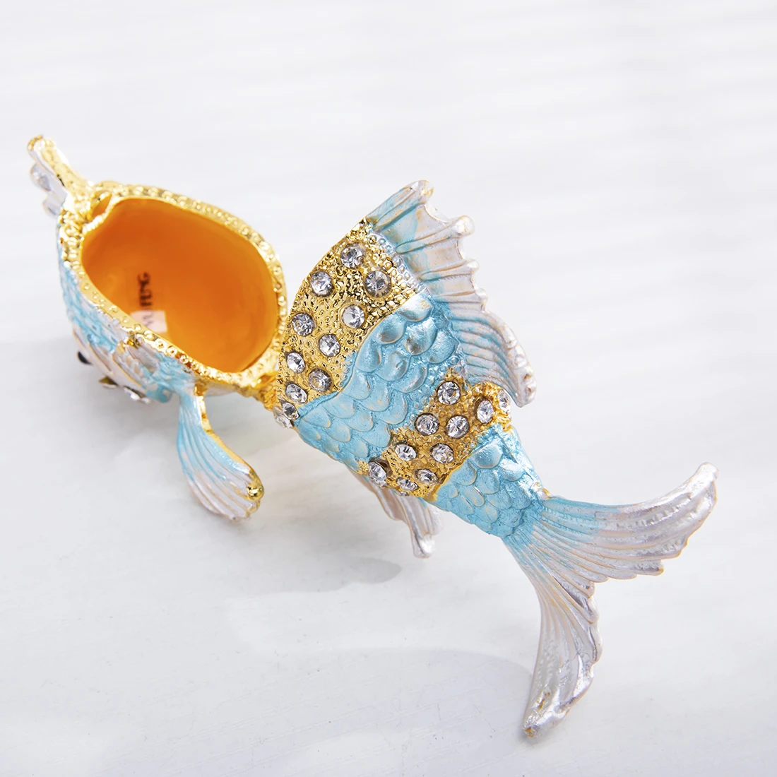 H&d Tropical Fish Trinket Box Hinged Hand-painted Animal Figurine ...