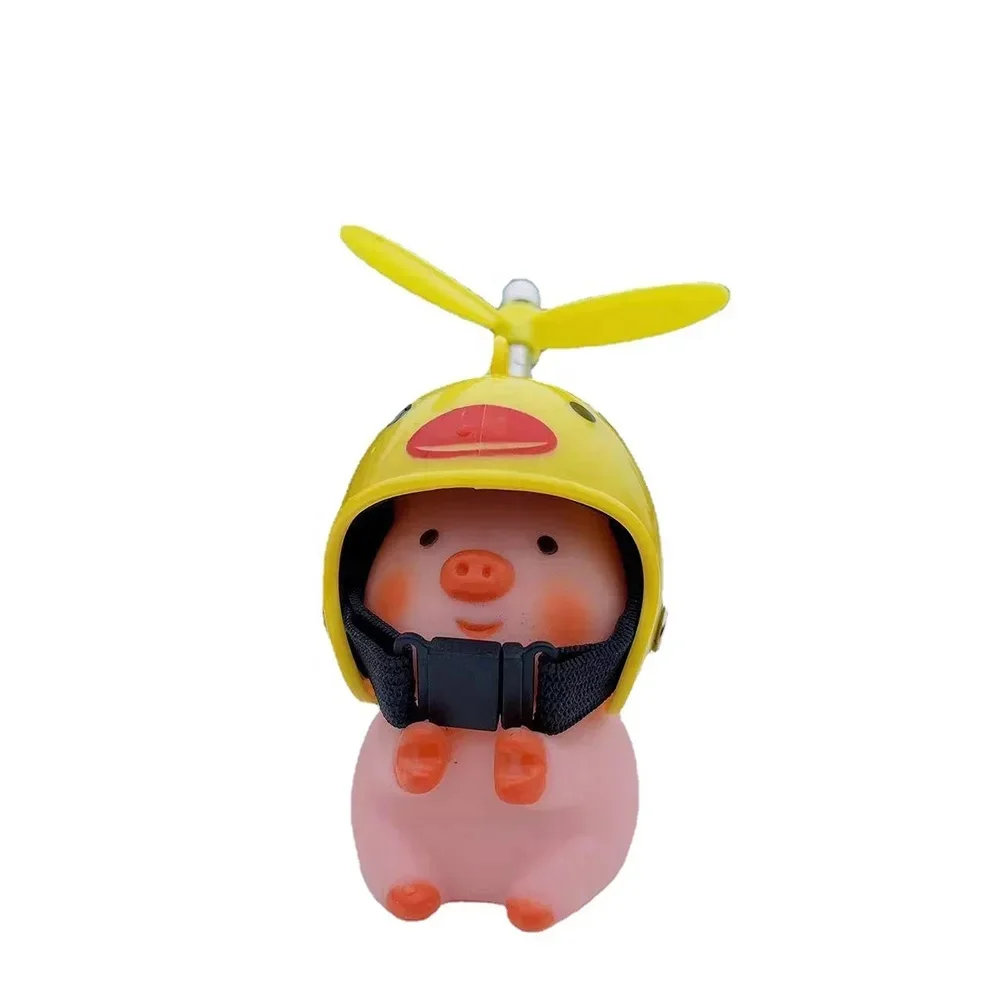 Car Pink Pig with Helmet Propeller - Cute Cycling Ornament