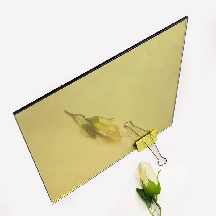 6mm Gold Reflective Tempered Glass 1/4 Inch Thick Toughened Gold Yellow ...