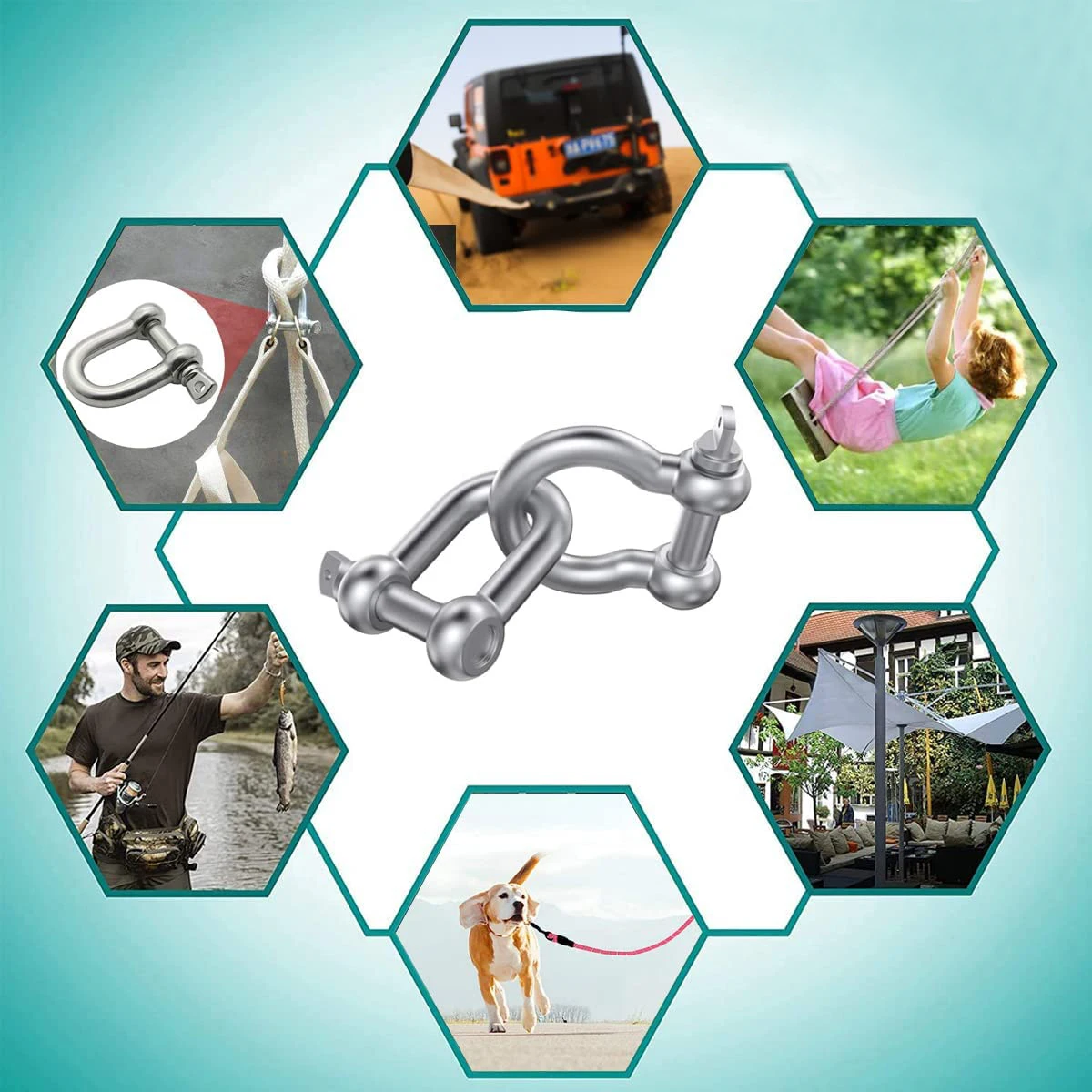 Stainless Steel Shackle Marine Grade Anchor Shackle 5/16 Inch 3/8 Inch 1/2 Inch Heavy Dudy D ...