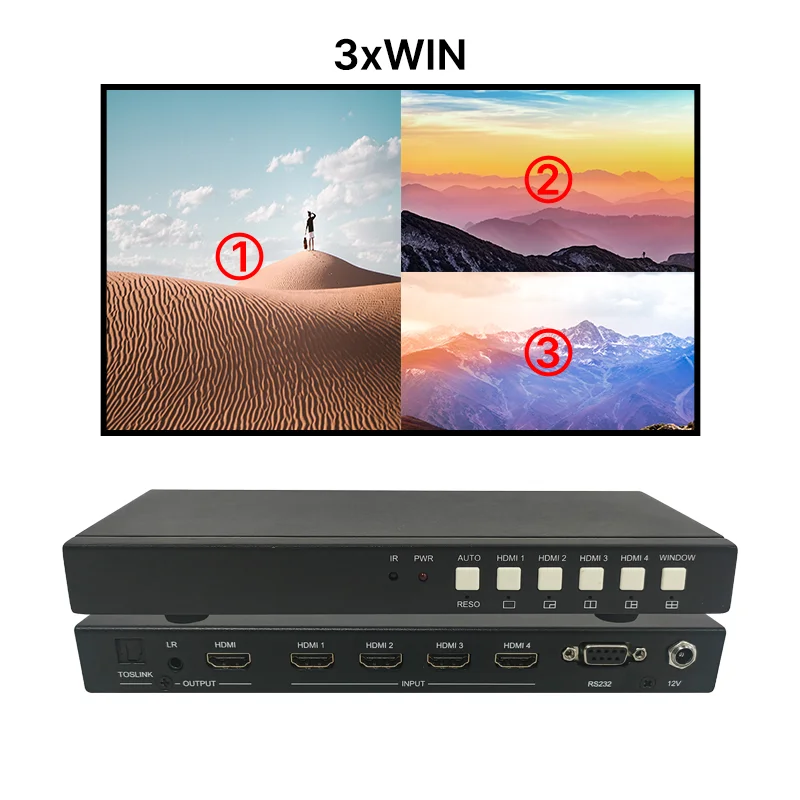 Multiviewer 4x4 Seamless Matrix Switcher Box - 4K Image Splitter