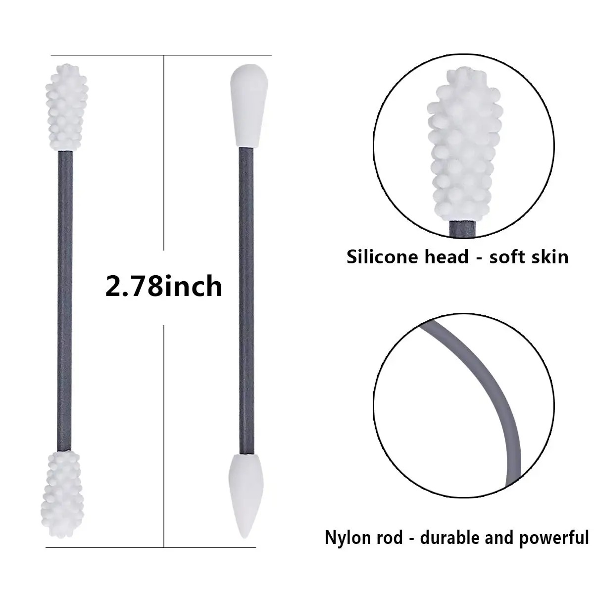 Double Pack Swab Silicone Tips Soft Reusable Cotton Silicone Swab - Buy ...
